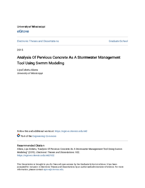 (PDF) Analysis Of Pervious Concrete As A Stormwater Management Tool Using Swmm Modeling | Liya ...