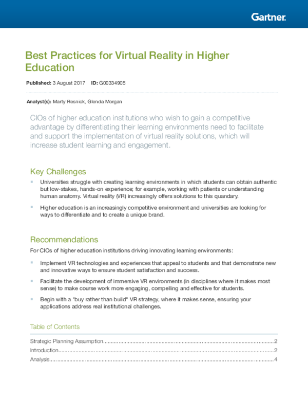 (PDF) Best Practices for Virtual Reality in Higher Education