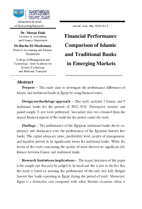 (PDF) Financial Performance Comparison of Islamic and Traditional Banks ...