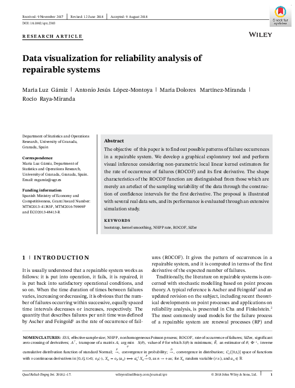 Pdf Data Visualization For Reliability Analysis Of Repairable Systems