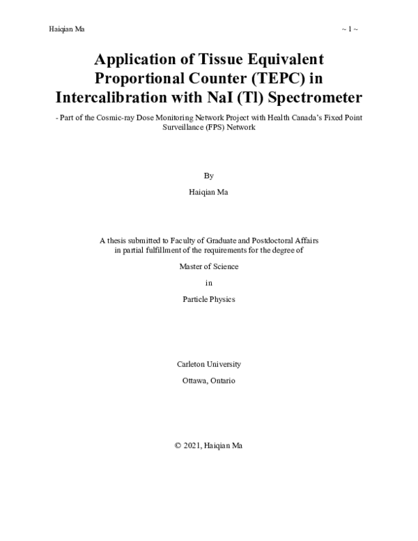(PDF) Application of Tissue Equivalent Proportional Counter (TEPC) in ...