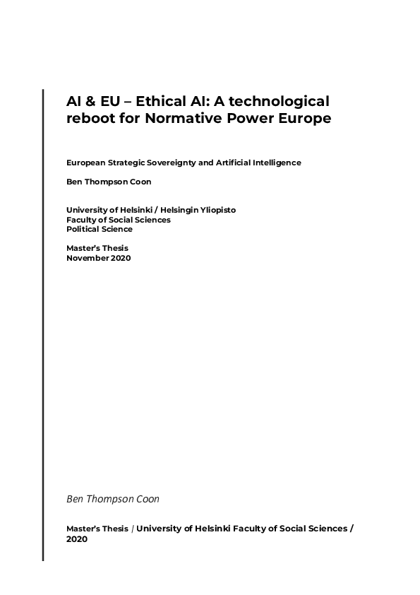 (PDF) AI & EU – Ethical AI : A technological reboot for Normative Power Europe, European ...