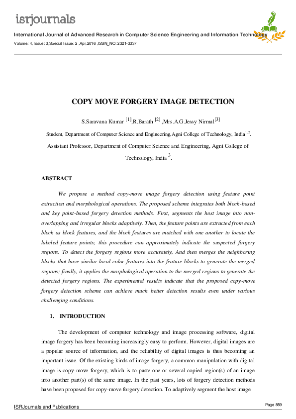 (PDF) Copy Move Forgery Image Detection