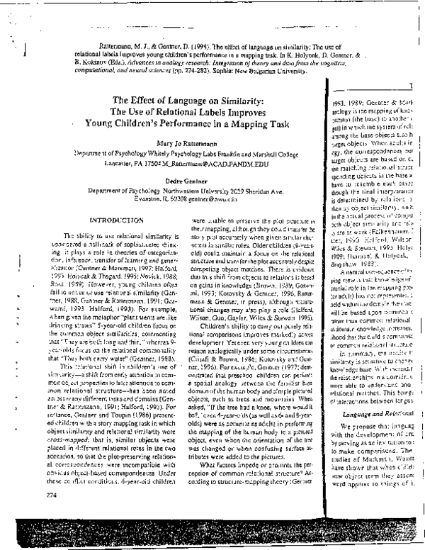 (PDF) The effect of language on similarity: The use of relational labels improves young children ...