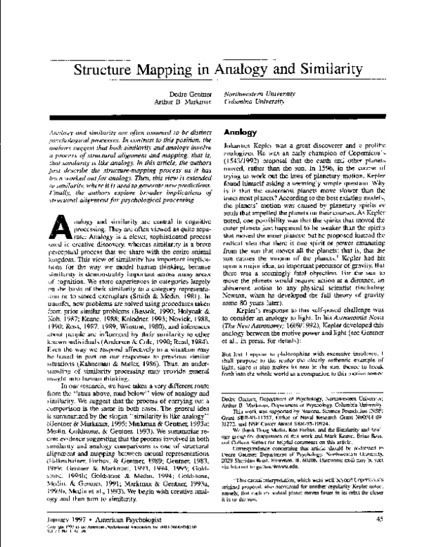 (PDF) Structure mapping in analogy and similarity