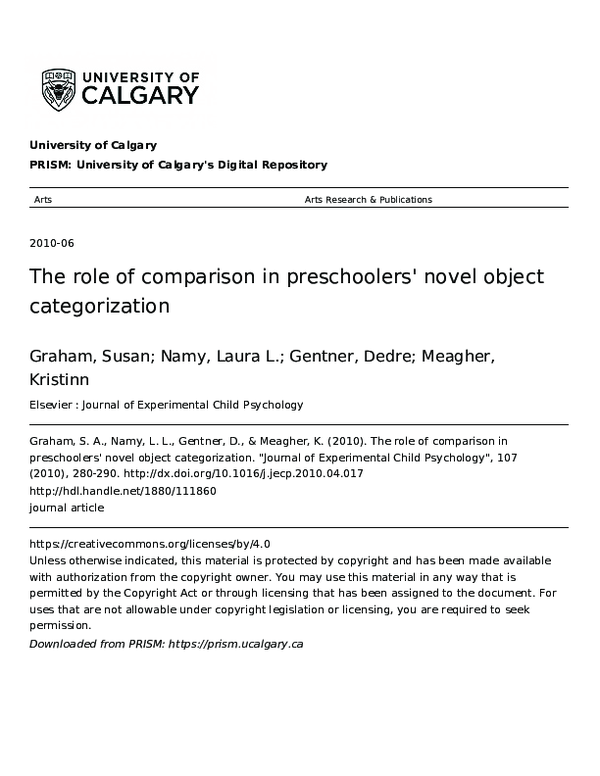 (PDF) The role of comparison in preschoolers’ novel object categorization
