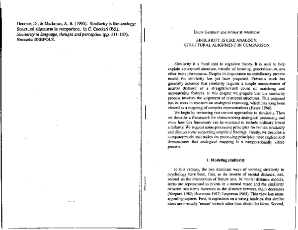 (PDF) Similarity is like analogy: Structural alignment in comparison