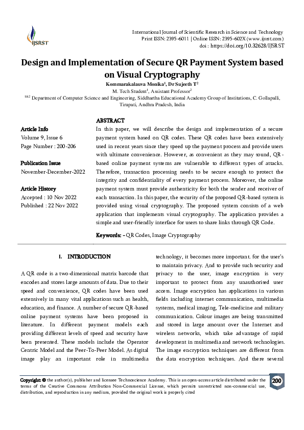 Pdf Design And Implementation Of Secure Qr Payment System Based On Visual Cryptography