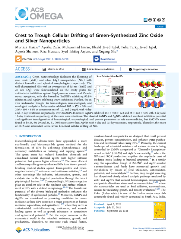(PDF) Crest to Trough Cellular Drifting of Green-Synthesized Zinc Oxide ...