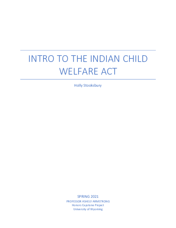(PDF) Intro to the Indian Child Welfare Act