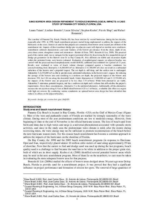 (PDF) Sand Borrow Area Design Refinement to Reduce Morphological Impacts: A Case Study of Panama ...