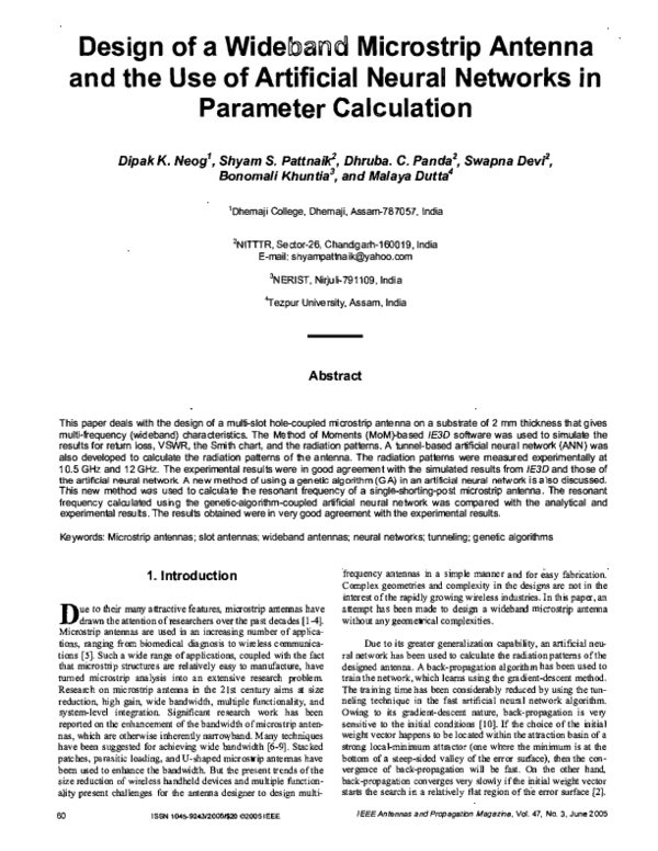 (PDF) Design of a wideband microstrip antenna and the use of artificial neural networks in ...