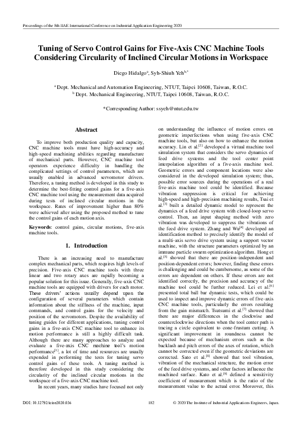 (PDF) Tuning of Servo Control Gains for Five-Axis CNC Machine Tools ...