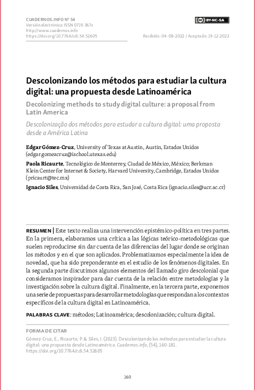 (PDF) Descolonizando los métodos para estudiar la cultura digital: una ...