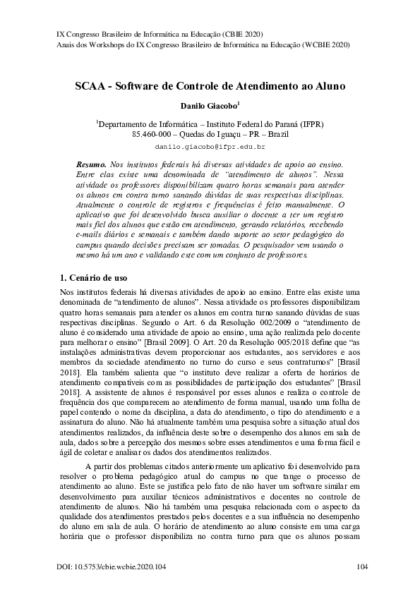 (PDF) SCAA -Software de Controle de Atendimento ao Aluno