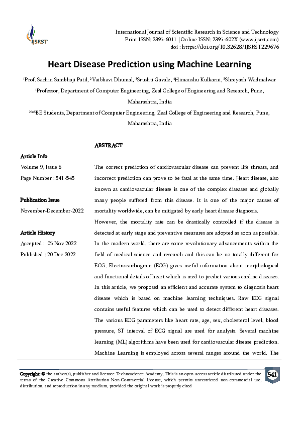 (PDF) Heart Disease Prediction using Machine Learning