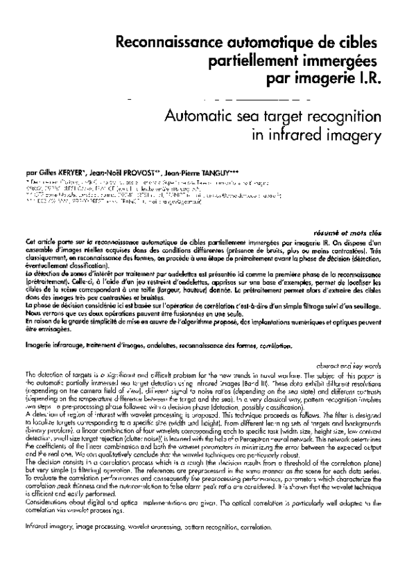 (PDF) Reconnaissance automatique de cibles partiellement immergées par ...