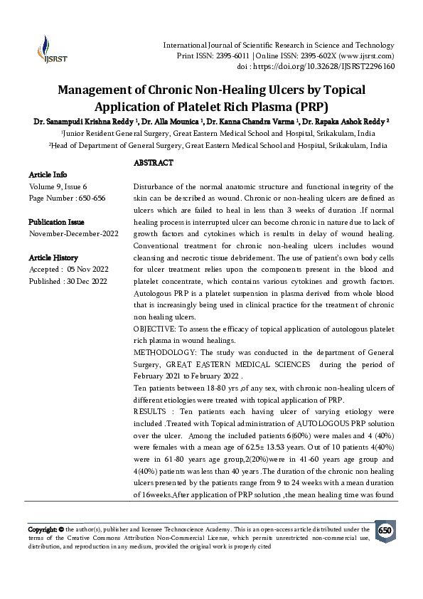 (PDF) Management of Chronic Non-Healing Ulcers by Topical Application ...