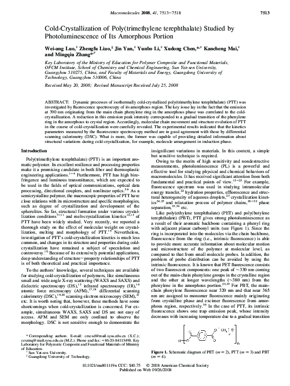 (PDF) Cold Crystallization of Poly(trimethylene terephthalate) As ...