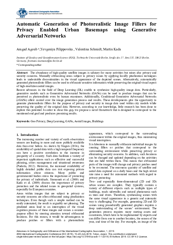 (PDF) Automatic Generation of Photorealistic Image Fillers for Privacy Enabled Urban Basemaps ...