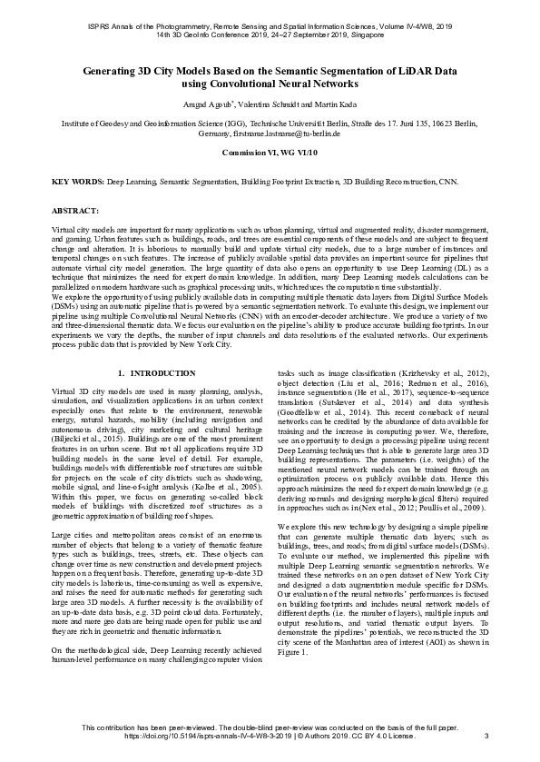 (PDF) Generating 3D City Models Based on the Semantic Segmentation of Lidar Data Using ...