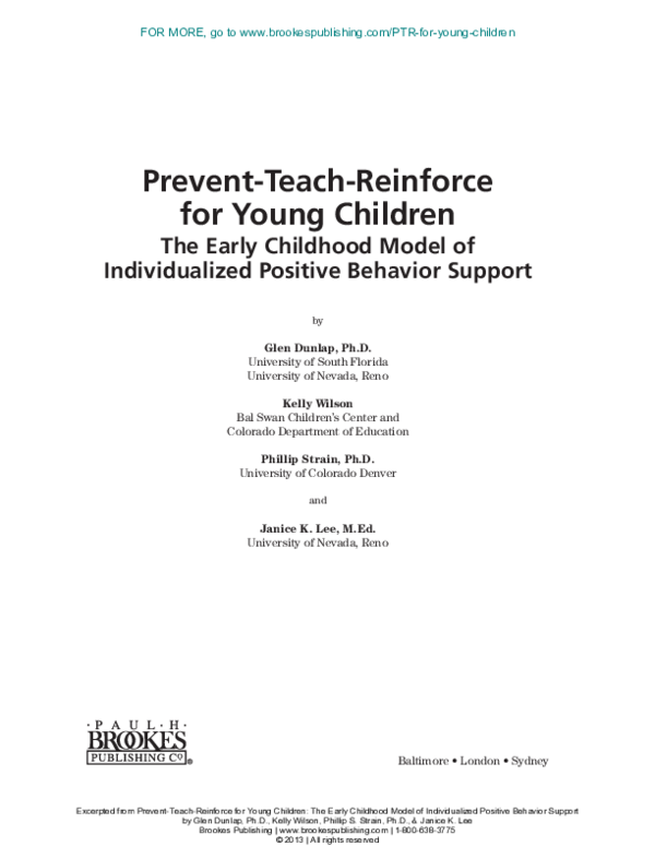 (PDF) Prevent-Teach-Reinforce for Young Children The Early Childhood ...