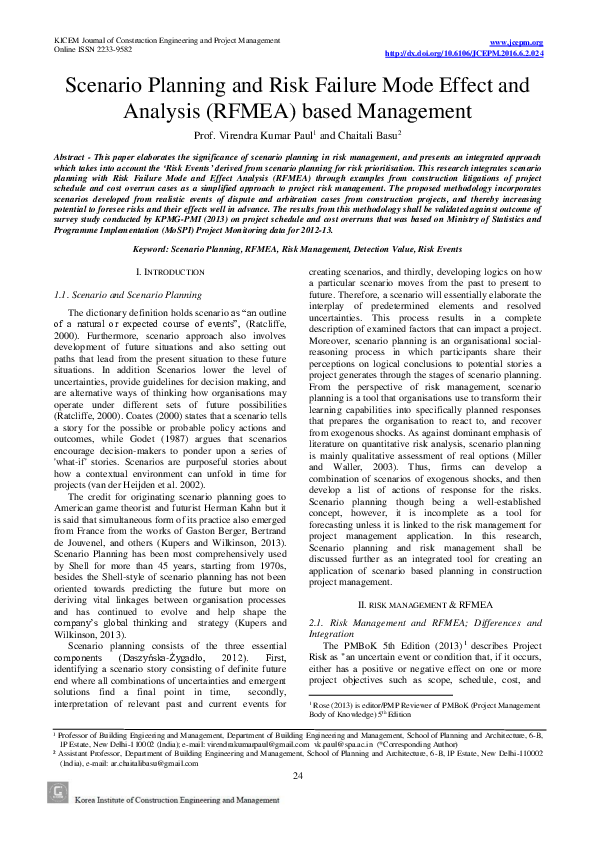 (PDF) Scenario Planning and Risk Failure Mode Effect and Analysis ...