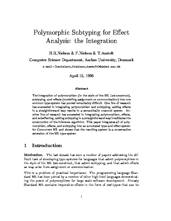 (PDF) Polymorphic Subtyping for Effect Analysis: The Integration