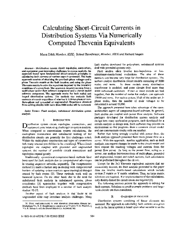 (PDF) Calculating short-circuit currents in distribution systems via numerically computed ...
