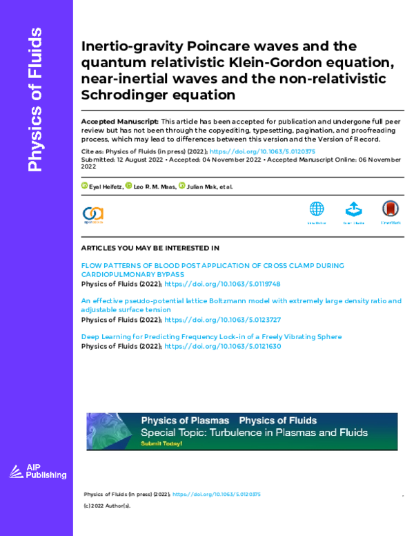 (PDF) Inertio-gravity Poincaré waves and the quantum relativistic Klein ...