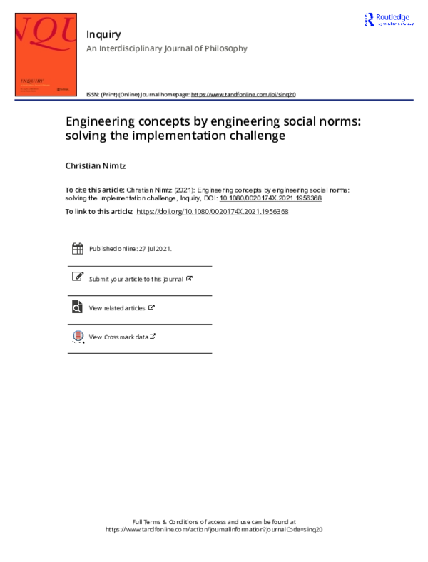 (PDF) Engineering concepts by engineering social norms: solving the ...