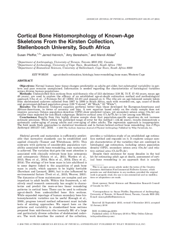 (PDF) Cortical bone histomorphology of known‐age skeletons from the K ...
