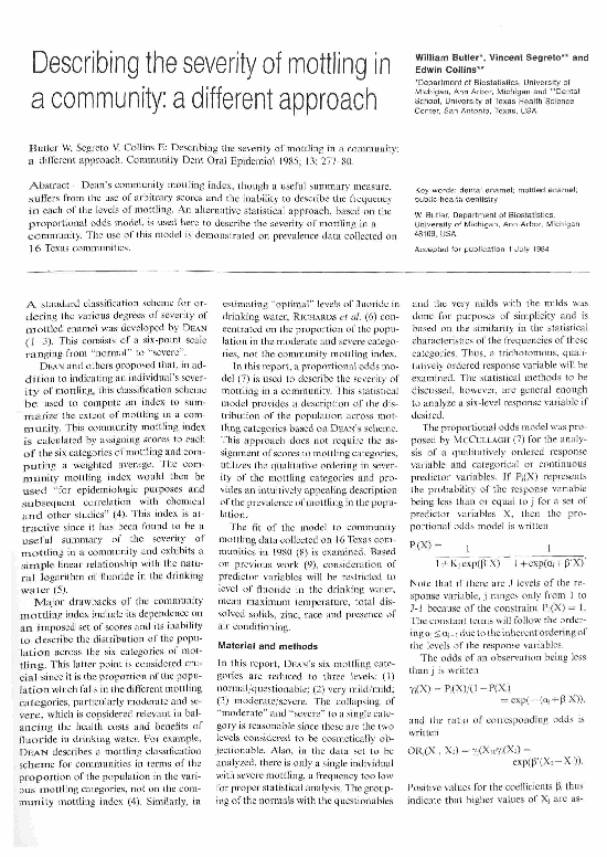 (PDF) Describing the severity of mottling in a community: a different ...