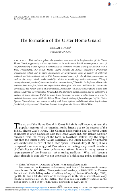 (PDF) The formation of the Ulster Home Guard