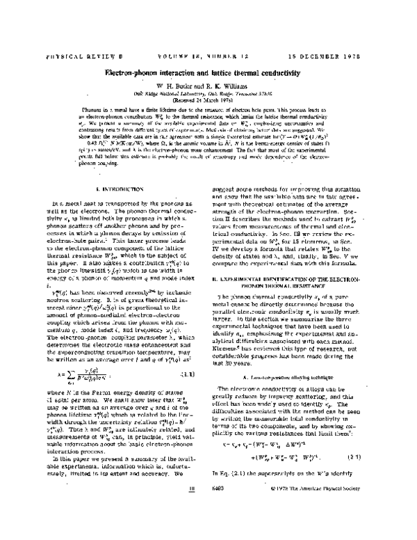 (PDF) Electron-phonon interaction and lattice thermal conductivity