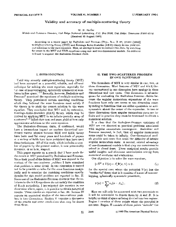 (PDF) Validity and accuracy of multiple-scattering theory