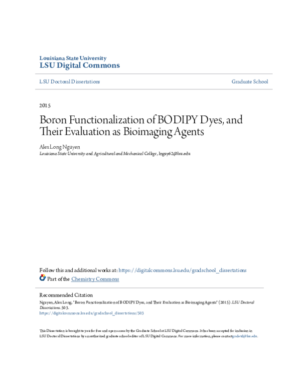(PDF) Boron Functionalization of BODIPY Dyes, and Their Evaluation as ...