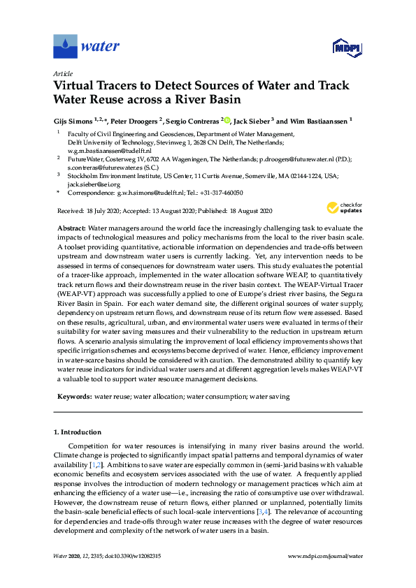 (PDF) Virtual Tracers to Detect Sources of Water and Track Water Reuse across a River Basin