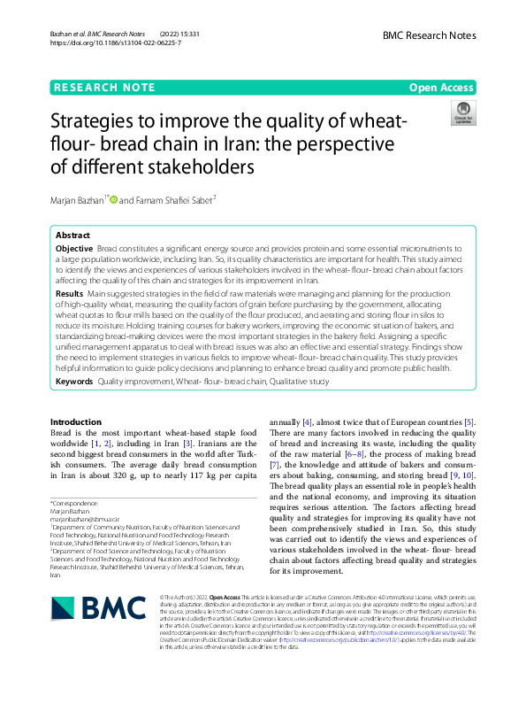 (PDF) Strategies to improve the quality of wheat- flour- bread chain in ...
