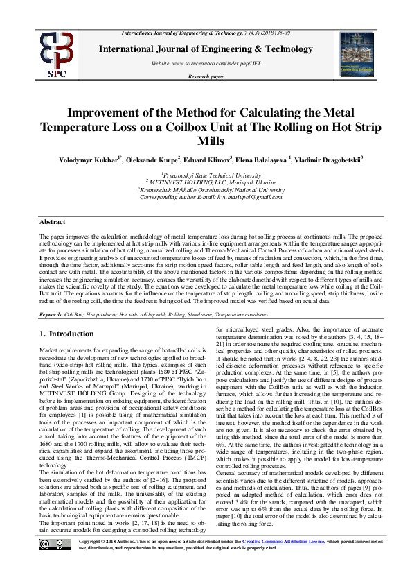 (PDF) Improvement of the Method for Calculating the Metal Temperature ...