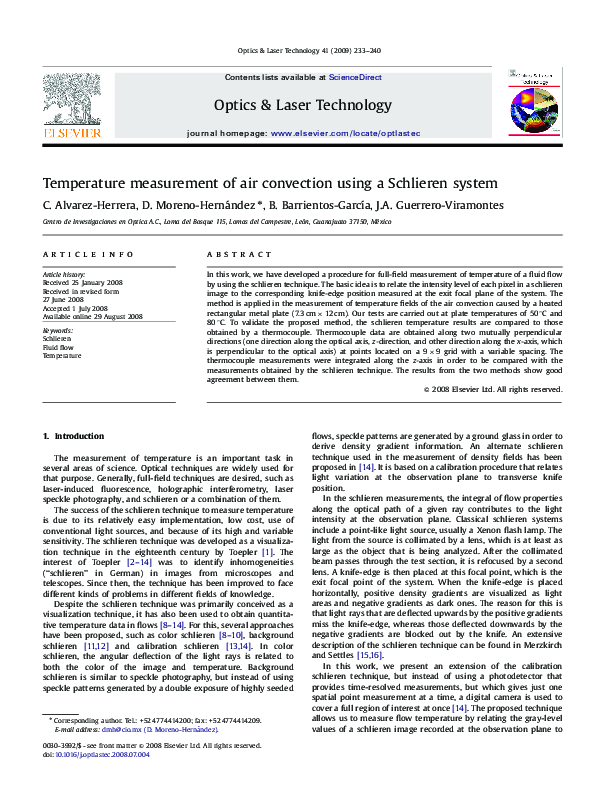 (PDF) Temperature measurement of air convection using a Schlieren system