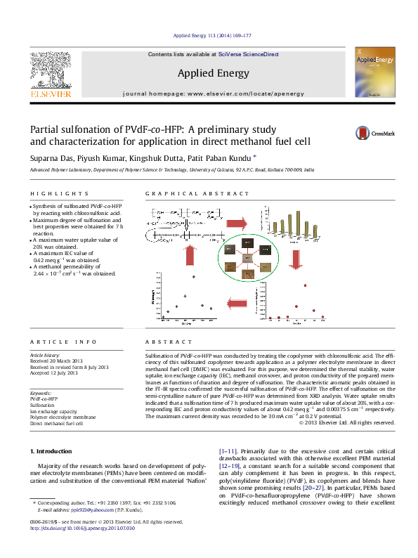(PDF) Partial sulfonation of PVdF-co-HFP: A preliminary study and ...