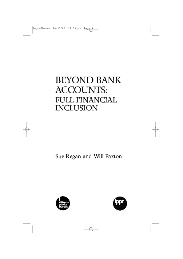 (PDF) Beyond bank accounts : full financial inclusion
