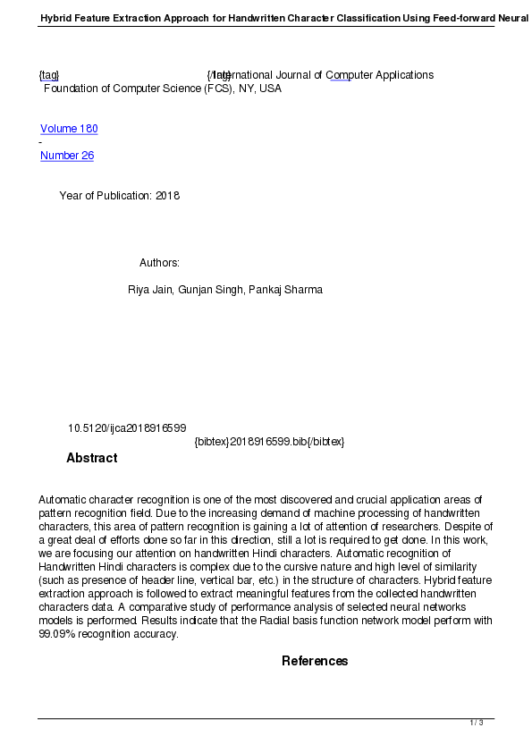 Pdf Hybrid Feature Extraction Approach For Handwritten Character
