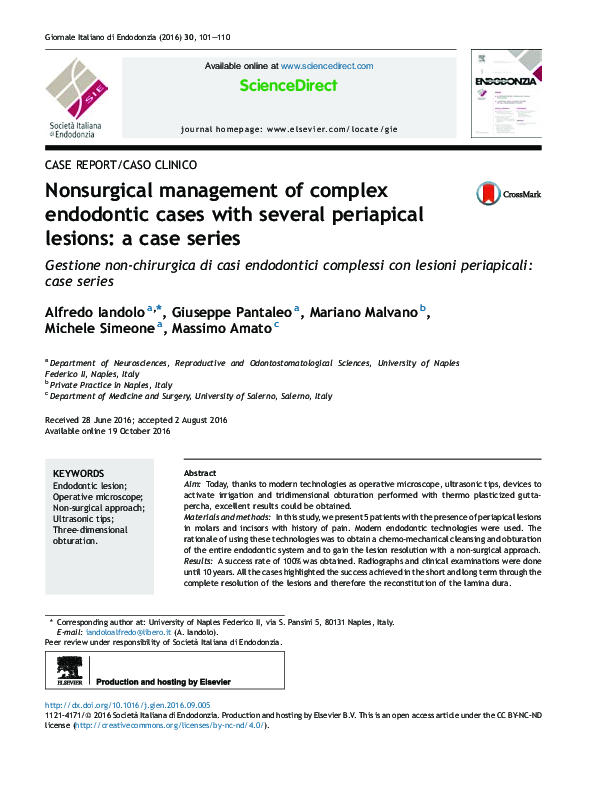 (PDF) Nonsurgical management of complex endodontic cases with several periapical lesions: a case ...