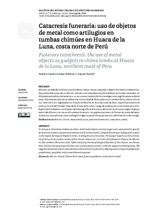 (PDF) Catacresis funeraria: uso de objetos de metal como artilugios en ...