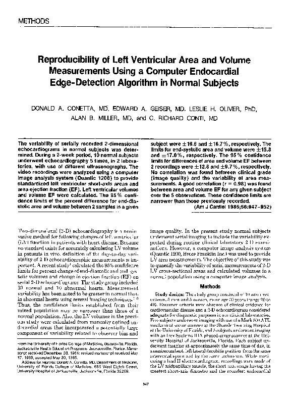 (PDF) Reproducibility of left ventricular area and volume measurements using a computer ...
