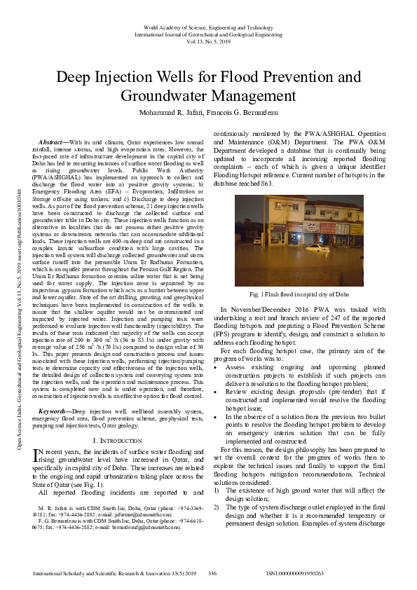 (PDF) Deep Injection Wells for Flood Prevention and Groundwater Management