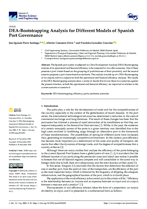 (PDF) DEA-Bootstrapping Analysis for Different Models of Spanish Port Governance