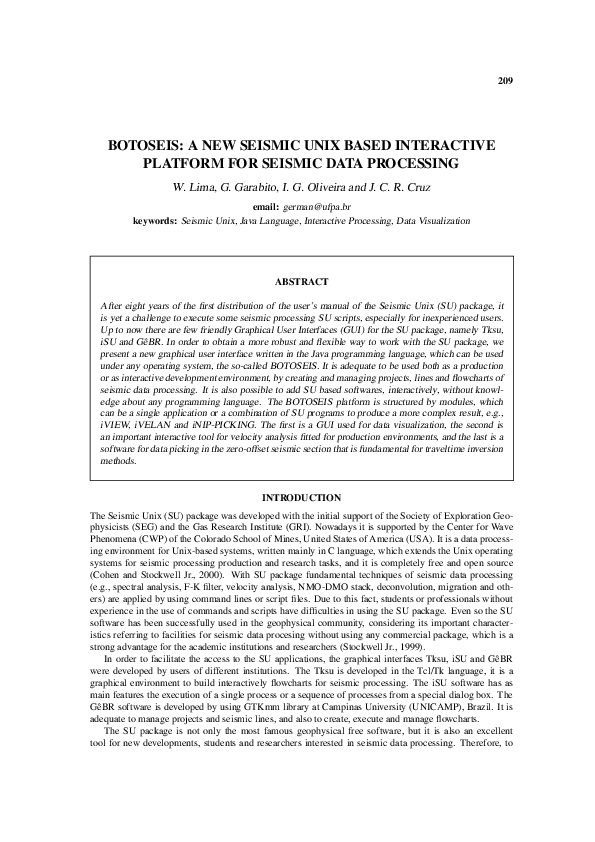 Pdf Botoseis A New Seismic Unix Based Interactive Platform For Seismic Data Processing